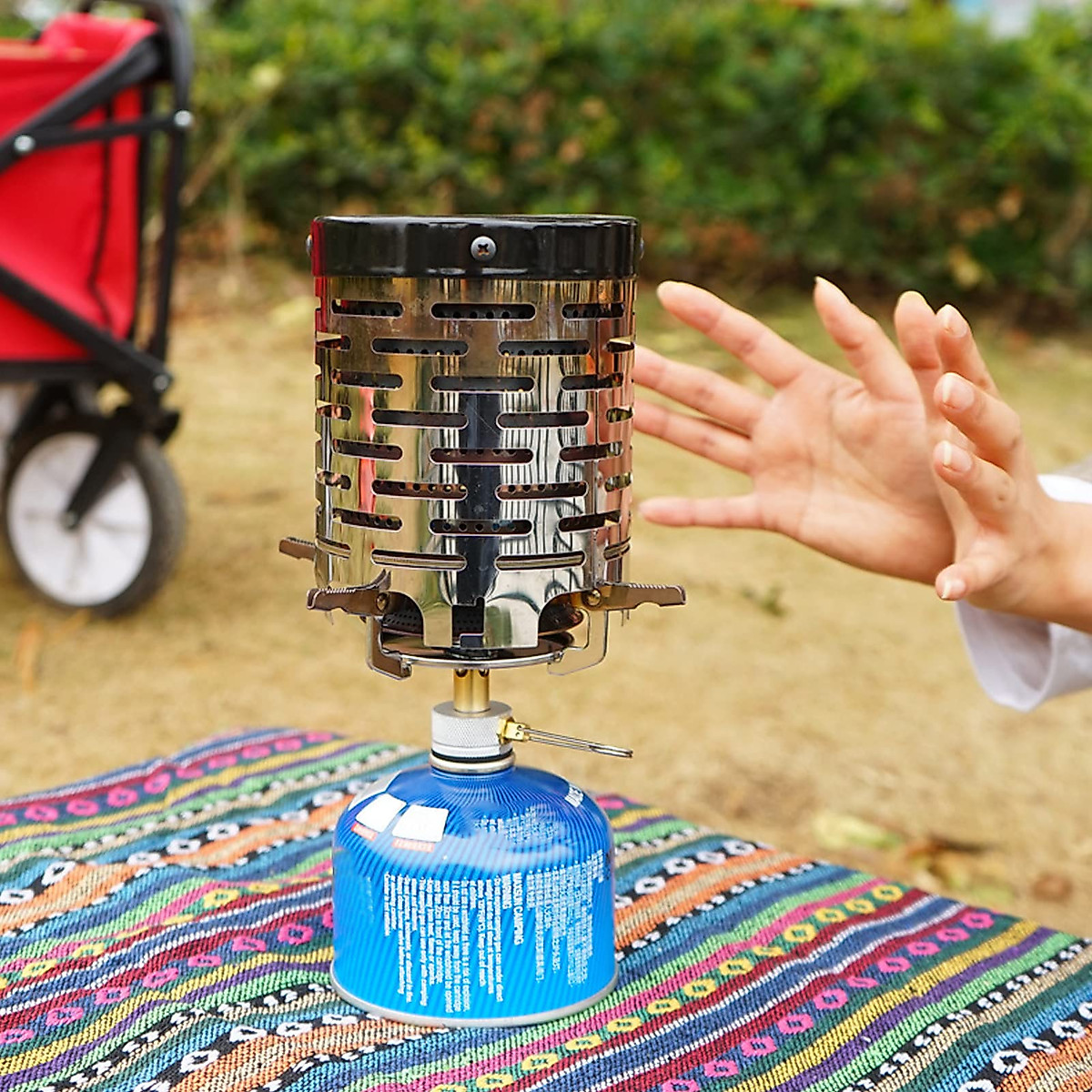 Fdit Camping Mini Heater, Camping Heating Stove Cover Portable Stainless Steel Camping Stove Accessories for Outdoor Winter Fall