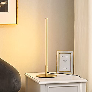 EDISHINE LED Table Lamp, Dimmable Bedside Lamp with 3 Colour Temperature, Touch Controller, Minimalist Lamp for Bedroom, Living Room, Corner Lighting, Gift, Reading, Metal Finish, Gold, 6W