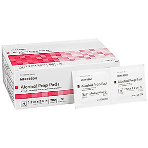 McKesson Alcohol Prep Pads, Sterile, Individual Packet, Medium, 200 Count, 1 Pack