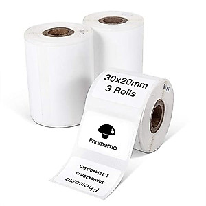 Phomemo M110 Bluetooth Label Maker with 3 Rolls 1.18" x 0.79" (30x20mm)，Bluetooth Thermal Label Maker Printer for Clothing, Jewelry, Retail, Mailing, Barcode, Compatible with Android & iOS System