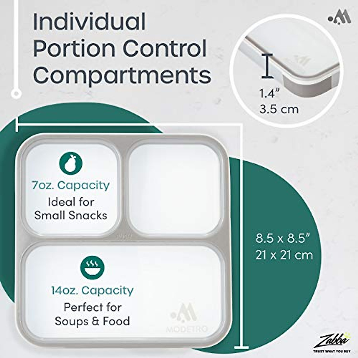 Modetro Sports Flat Bento Box Adult Lunch Box Leak Proof Microwavable Easy to Clean Insulated Lunch Bag Slim Meal Containers for Food Salad Portion Control