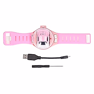 CUTULAMO Mini Watch RC Car Toy, 2.4G Independent Signal Watch RC Car Toy Dust Cover USB Cable for Outdoor(Pink Type 1)