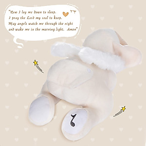 My OLi Sleepy Angel Lamb 9" Plush Sheep Stuffed Animal Plays Jesus Loves Me Soft Toy Best Bedtime Friends Gifts for Babies Kids Girls Boys
