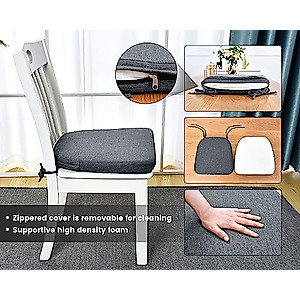 COSNUOSA Kitchen Chair Cushions Dining Chair Cushions with Ties Non Slip Kitchen Dining Chair Pads Seat Cushion Set 17 x 16 Inches Dark Grey 2 Pcs