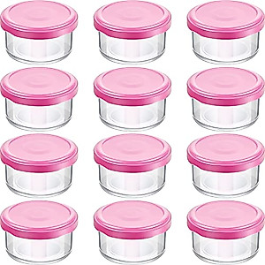 12 Pcs Small Glass Condiment Containers with Lids Glass Jars with Lids Salad Dressing Container glass Food Storage Containers Reusable Sauce Cups Mini Glass Jars for Picnic Travel 2.53 oz
