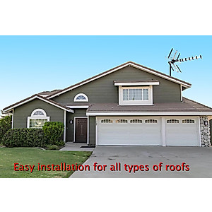 Five Star Outdoor HDTV Antenna up to 200 Mile Long Range, Attic or Roof Mount TV Antenna, Long Range Digital OTA Antenna for 4K 1080P VHF UHF Includes J Mount, 40 ft. RG6 Coaxial Cable