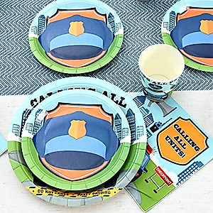 Police Birthday Party Supplies - (Serves 24) - Police Car Dinner Plates, Dessert Plates, Cups, Napkins. Swat decorations for Kids, Boys, Girls and More. Cops and Robbers Party Supply.