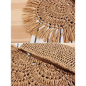 JBR Women's Cotton Crochet Tassel Shoulder Purse Bohemian Messenger Bag Handmade Beach Bag