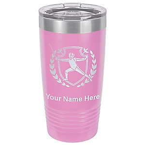 LaserGram 20oz Vacuum Insulated Tumbler Mug, Fencing, Personalized Engraving Included (Light Purple)