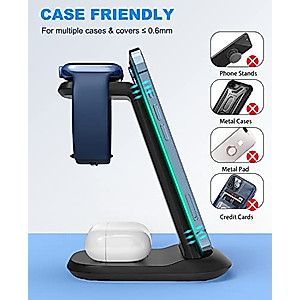 Wireless Charging Station,3 in 1 Fast Charger Stand Compatible with iPhone 14/13/12/11 Pro Max/X/Xs Max/8/8 Plus, iWatch Series ultra/8/7/6/5/SE/4/3/2, AirPods 3/2/pro/pro 2