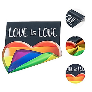 Love is Love Rainbow Pride Garden Flag, YEAHOME Rainbow Heart Shaped LGBTQ Pride Flag, Vertical Double Sided Polyester 12.5x18 inch Gay Pride Decor, Outdoor Decorations for for Patio, Garden