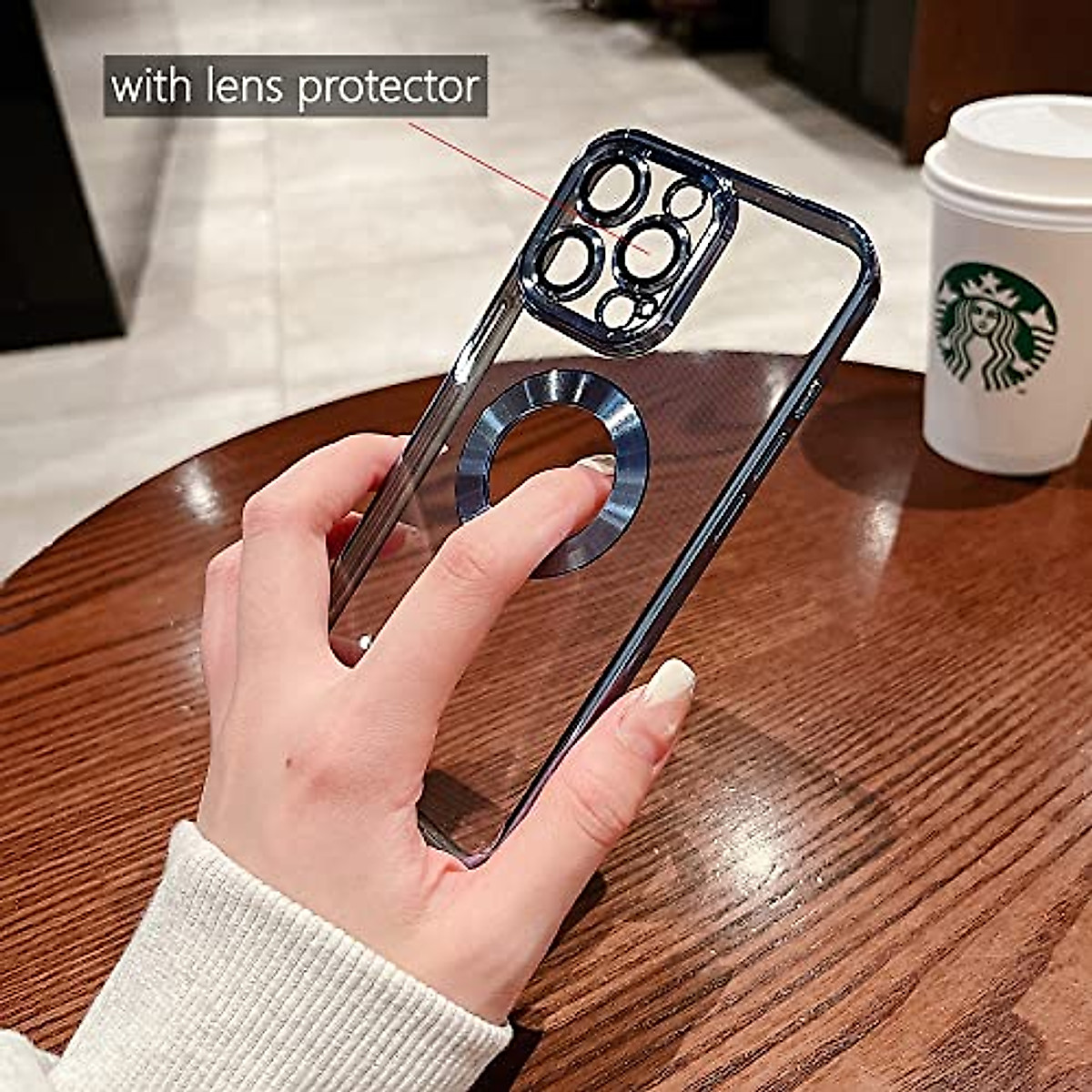 LOOBIVAL for iPhone 13 Pro Case with Camera Lens Protector, Logo View for Women Men, Soft Plating Transparent Slim Ultrathin Phone Cases for iPhone 13 Pro Clear Back Cover (for iphone13Pro,Black)