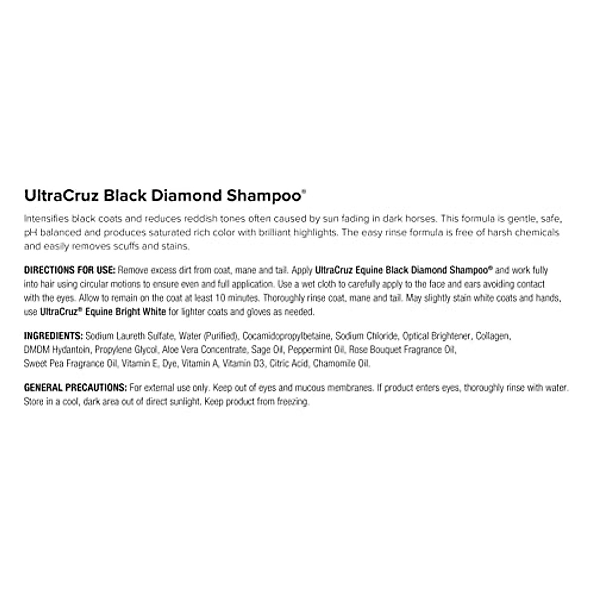 UltraCruz Equine Black Diamond Horse Shampoo, Conditioner and Fly & Tick Spray Bundle, 32 oz Each