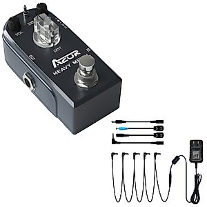 AZOR Pedal Power Adapter with Heavy Metal Distortion Guitar Effects Pedal 3 Modes Controls