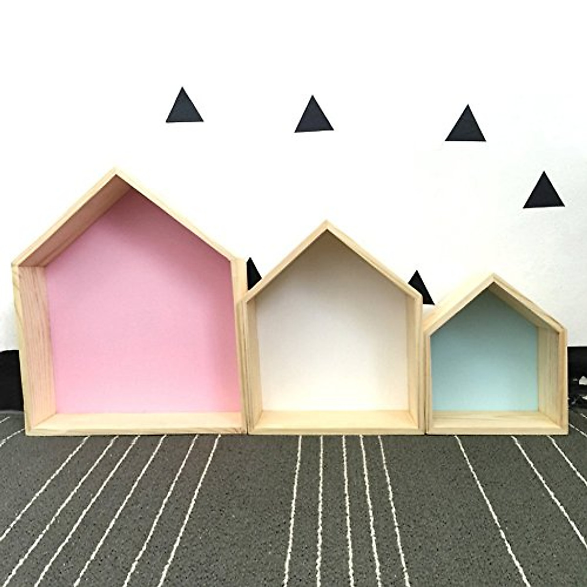 Leisuretime Wall Floating Shelf, House Shape Wall Storage Shelf Wooden Display Hanging Shelving Children's Room Decoration (White)