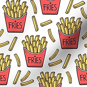 Spoonflower Fabric - French Fries Food Red White Autumn Fall Spring Summer Pop Art Dinner Printed on Petal Signature Cotton Fabric Fat Quarter - Sewing Quilting Apparel Crafts Decor
