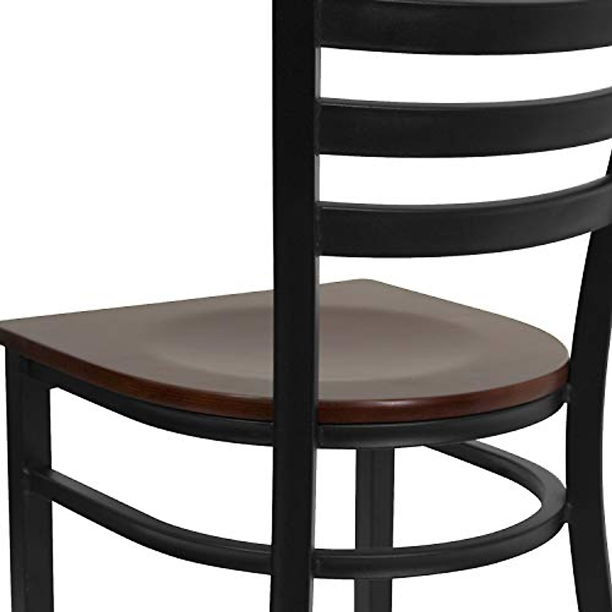 Flash Furniture 4 Pk. HERCULES Series Brown/black Ladder Back Metal Restaurant Chair - Mahogany Wood Seat