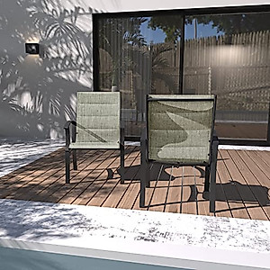 Domi Patio Dining Chairs Set of 2,Bistro Metal Steel Chair with Textilene Mesh Fabric,Outdoor Armchair for Outside Porch,Balcony,Garden,Backyard