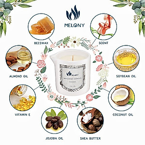 MELONY Soy Massage Oil Candle | Coconut | 8.1OZ / 230G | Perfect Intensive Skin Treatment Candle | Nourishing with Almond Oil, Shea Butter & Cocoa Butter | Massage & Moisturise