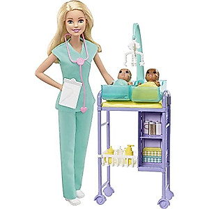 Barbie Careers Doll & Playset, Baby Doctor Theme with Blonde Fashion Doll, 2 Baby Dolls, Furniture & Accessories