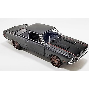 1970 Dart Street Fighter Bullseye Dark Gray Metallic with Black Hood and Tail Stripe Limited Edition to 264 Pieces Worldwide 1/18 Diecast Model Car by Acme A1806408