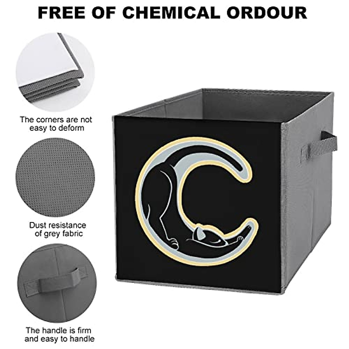 Moon Cat Large Cubes Storage Bins Collapsible Canvas Storage Box Closet Organizers for Shelves