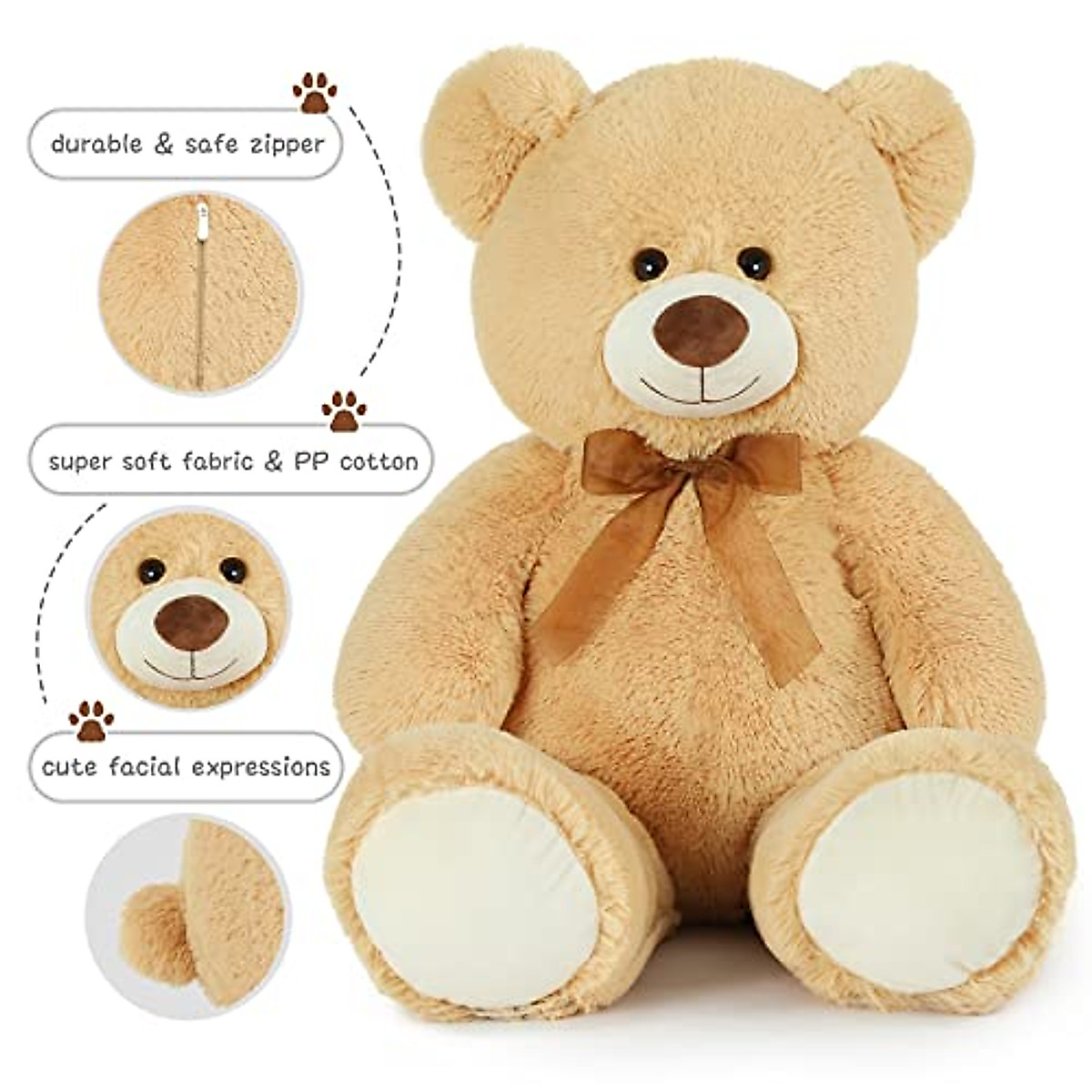 Toys Studio 36 inch Big Teddy Bear Cute Giant Stuffed Animals Soft Plush Bear for Girlfriend Kids, Tan