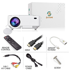 Mini Projector, 3Stone Upgraded Portable LCD Video Projector with 1080P Supported and Built-in Speakers, Multimedia Home Theater Small Projector Compatible with HDMI, USB, AV, DVD, VGA, Laptop