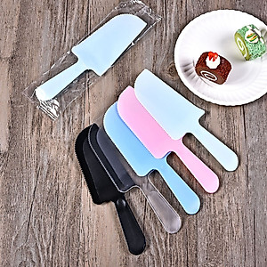TorSor 20 Pack Disposable Cake Cutter Slicer Plastic Serrated Cutting Knife Server Spatula Knives Serving Utensils for Pie Pizza Pastry Dessert Bakery Bread Kitchen Wedding Birthday Party