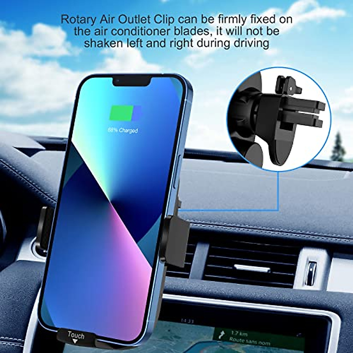 KKM Wireless Car Charger, 15W Qi Fast Charging Auto-Clamping Wireless Car Charger Mount, Air Vent Dashboard Car Phone Holder Compatible with iPhone 14 Pro/14 Pro Max/14/14 Plus/13/12/11/X/XS Max