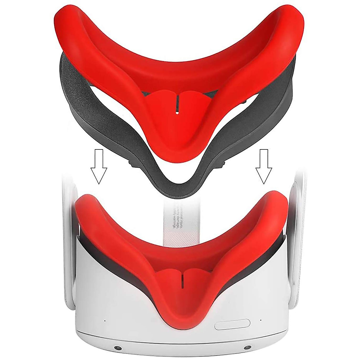 VR Face Silicone Cover Mask Combo with Protective Lens Cover for Quest 2 Headset Face Pad Cushion Accessories Set Sweatproof Lightproof by X-super Home (Red, Oculus Quest 2)