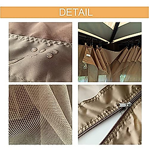 Gazebo Universal Replacement Mosquito Netting - Gafrem Outdoor 10'x12' Gazebo 4-Panel Screen Walls with Zipper (Khaki)