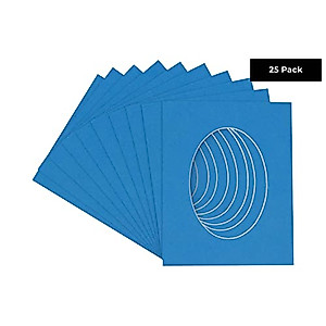 CountryArtHouse Bay Blue Acid Free 20x28 Oval Picture Frame Mat with White Core Bevel Cut for 17x25 Pictures - Fits 20x28 Frame - Pack of 25 Matboards