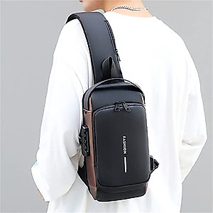 Anti-theft Sling Bag Waterproof Backpack with USB Charging Port,Combination Lock Sling bag suit for 7.9 inch Ipad,Casual Daily Sling Bag (Black-2)