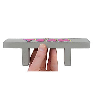 Concrete Fingerboard Bench, Full Color Teak Tuning Logo Graphic - 7" Long, 1.5" Wide, 2" Tall - 1:12 Scale - Teak Tuning