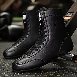 Mikrydco Men's Wrestling Shoes Professional Boxing Sneakers Lightweight Youth High Top Training Weightlifting Competition Footwear