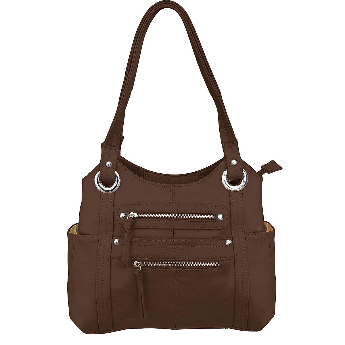 Roma Leathers Leather Locking Concealment Purse - CCW Concealed Carry Gun Shoulder Bag (Brown)