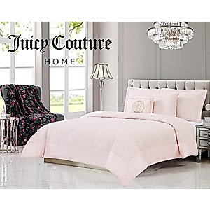 Juicy Couture - Throw Blanket | Garden Floral | Plush and Cozy | Decorative Blankets for Sofas, Chairs and Beds| Luxurious and Soft | Chic Home Decor | Measures 50" x 70" | Black