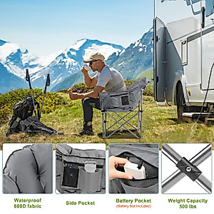 Slsy Oversized Heated Camping Chair Heats Back and Seat, Heated Portable Camp Chair with 3 Heat Levels, Heavy Duty Heated Moon Chair for Lawn, Outdoor, Picnic, Lounge Patio