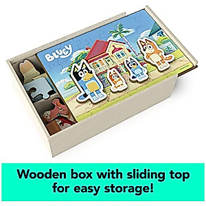 Bluey 4-Pack of Wooden 24-Piece Puzzles with Interchangeable Pieces | Bluey Birthday Party Supplies | Bluey Party Favors | Bluey Toys for Kids Ages 3+