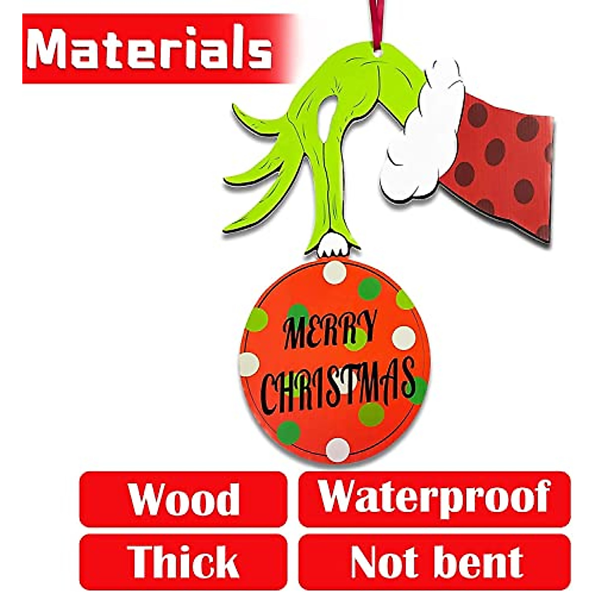 Thickened Christmas Front Door Decorations, 16.6'' x 13.6'' Wooden Hanging Sign for Xmas Themed Party Birthday Event New Year Party Decorations