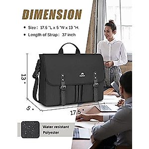 17 Inch Messenger Bags for Men, Large Laptop Briefcase Lightweight Unisex Crossbody Shoulder Bag College Satchel, Water Resistant Daily Computer Sleeve Case for Travel Office Gifts, Black