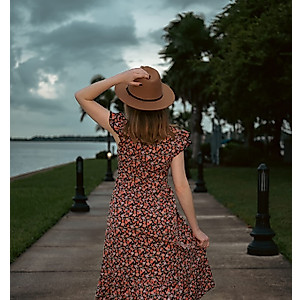 Lisianthus Women Belt Buckle Fedora Hat Dark-Camel