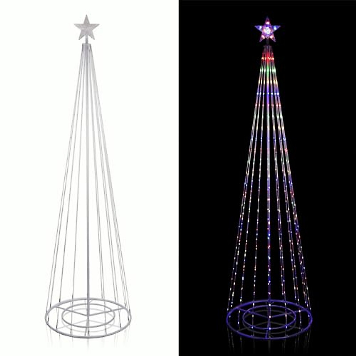 Alpine Corporation Large Tower Christmas Tree with Multi-Functional LED Lights