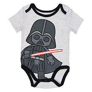 Star Wars Infant Baby Boys Darth Vader Chewbacca R2-D2 One Piece Pajama Romper 3 Pack (0-3m)