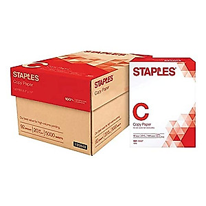 Staples Copy Paper Multi-Purpose Copier and Fax Machine Carton, Letter Size, Acid Free, 92 Bright, 20 lb, White, 5000 Sheets/Case