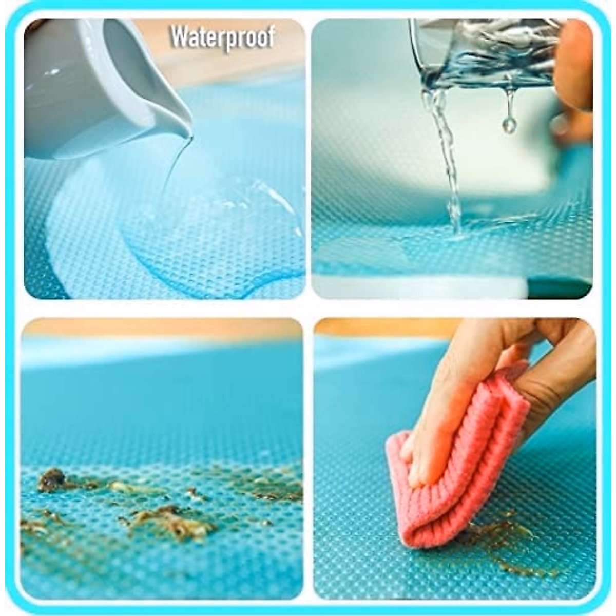 Bravolated 12 Pack Refrigerator Mats Shelf Liners for Glass Shelves (4 Green 4 Blue 4 Red) Fridge Liners Washable Pads Liners for Refrigerator EVA Shelf Liner