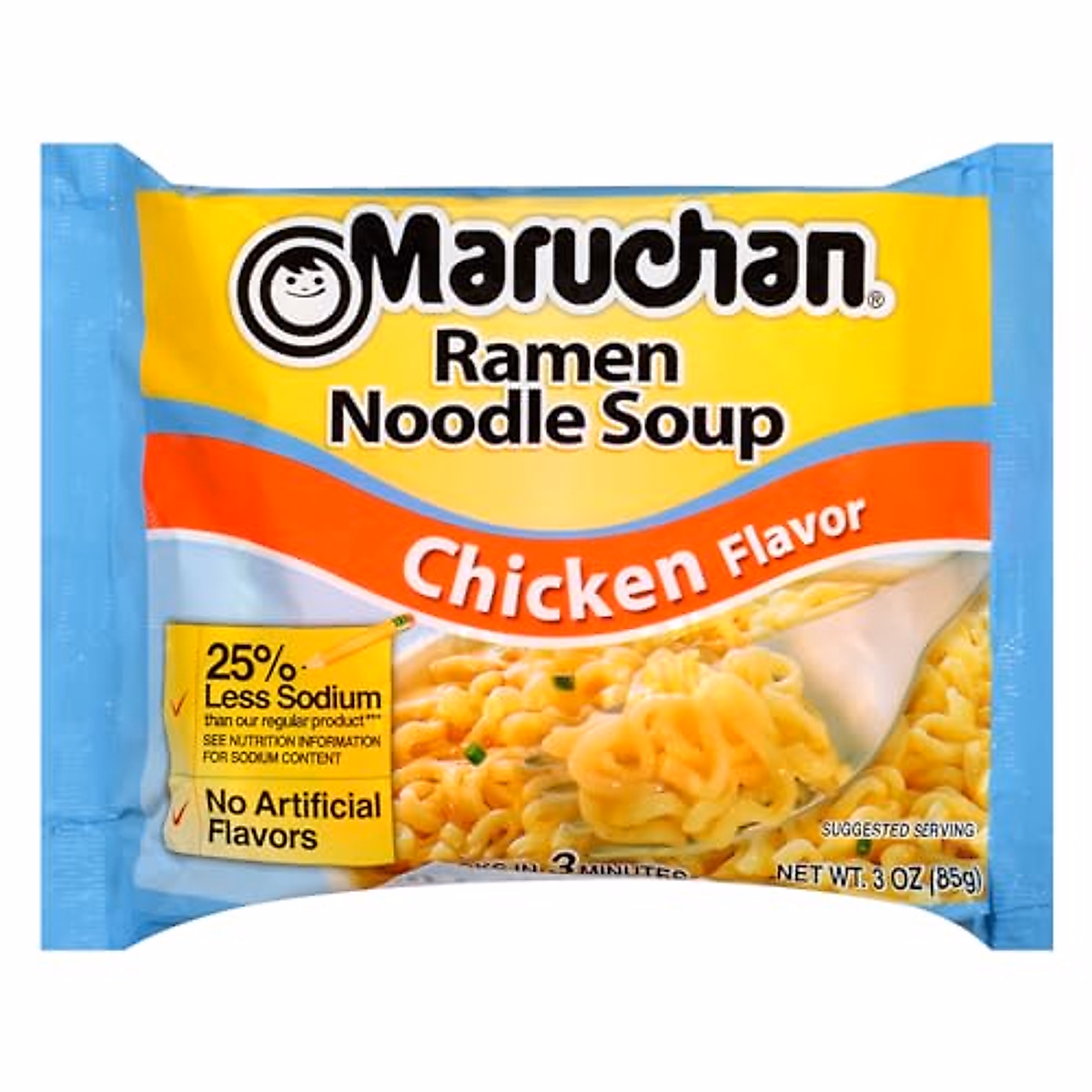 Maruchan Ramen Less Sodium Chicken, 3.0 Oz, Pack of 24