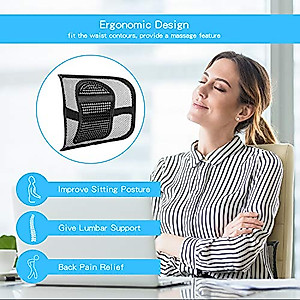 ACVCY Lumbar Mesh Support for Office Chair or Car Seat, Breathable Comfortable Back Support for Office Chair Lumbar Support Cushion for Car Seats Office Chair Car Lumbar Cushion 12” x 16”