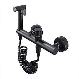 Bidet Bathroom Black Bidet Toilet Faucet Bidet Mixer Shower Sanitary Shower 2 Hole Portable Sprayer Bidet Spray Gun (Size : XXX-Large) ()